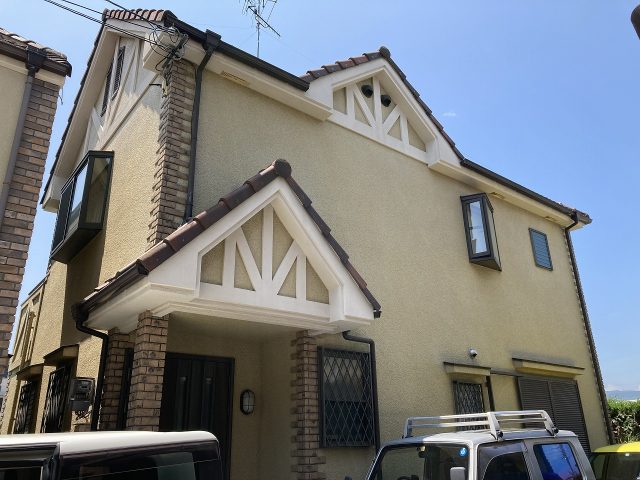 伊丹市N様邸 「超低汚染プラチナリファイン2000MF-IR」8108マウンテンブルーで外壁塗装、「超耐候無機EXコートJY-IR」9117 ...