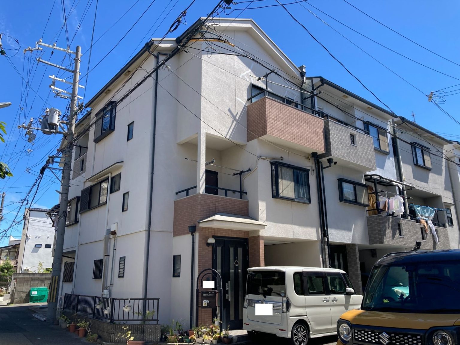 西宮市N様邸 「超低汚染プラチナリファイン2000MF-IR」9018ベビーピンクで外壁塗装、「超耐候無機EXコートJY-IR」9115 ...